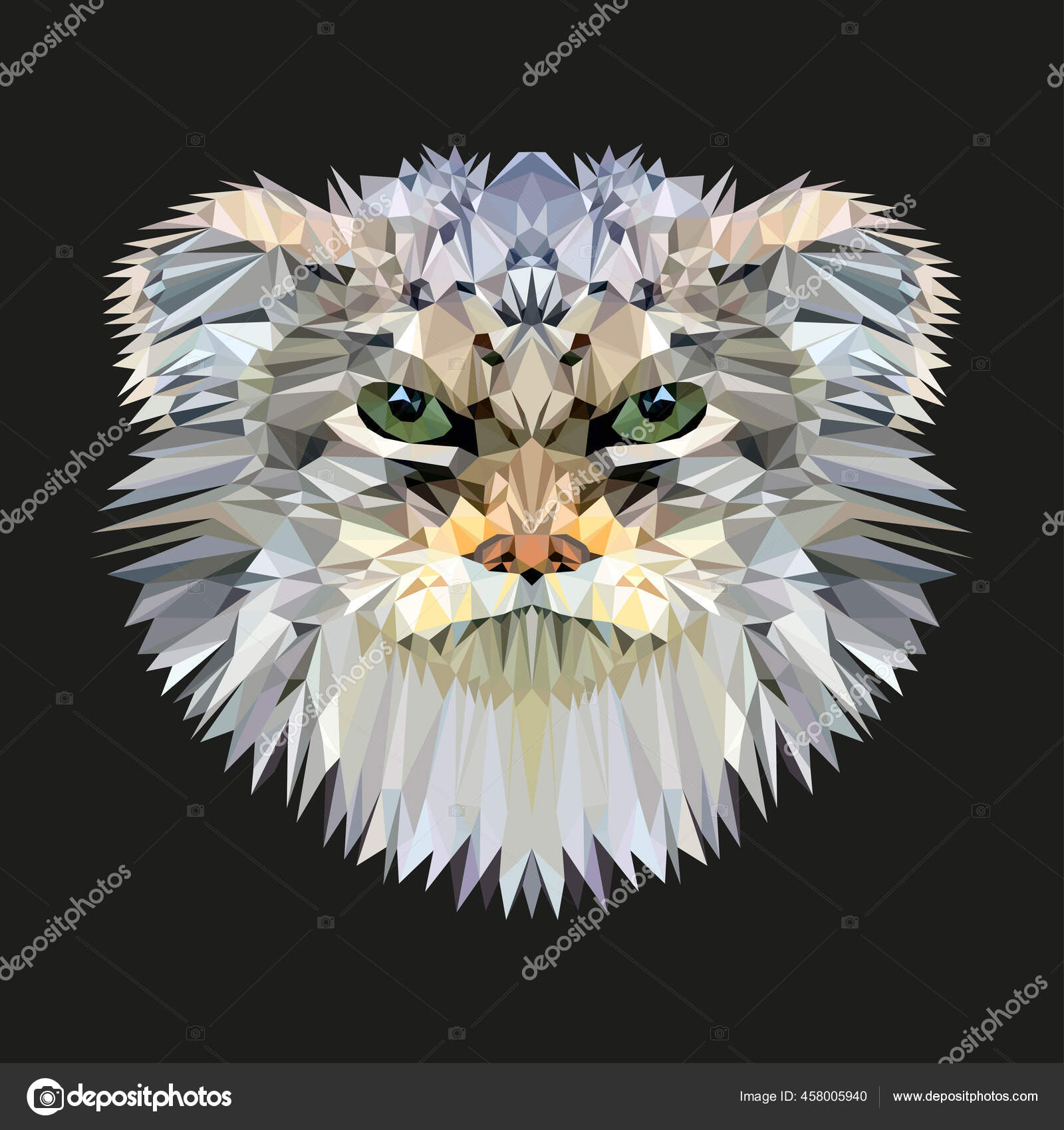Pallas Cat Manul Low Poly Design Triangle Vector Illustration Stock ...