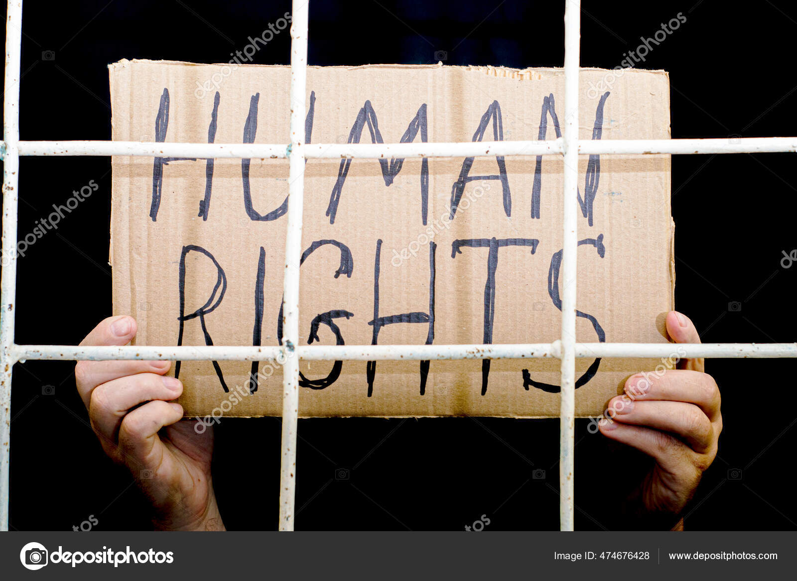 Concept Human Rights Freedom Speech Hands Hold Cardboard Sign ...