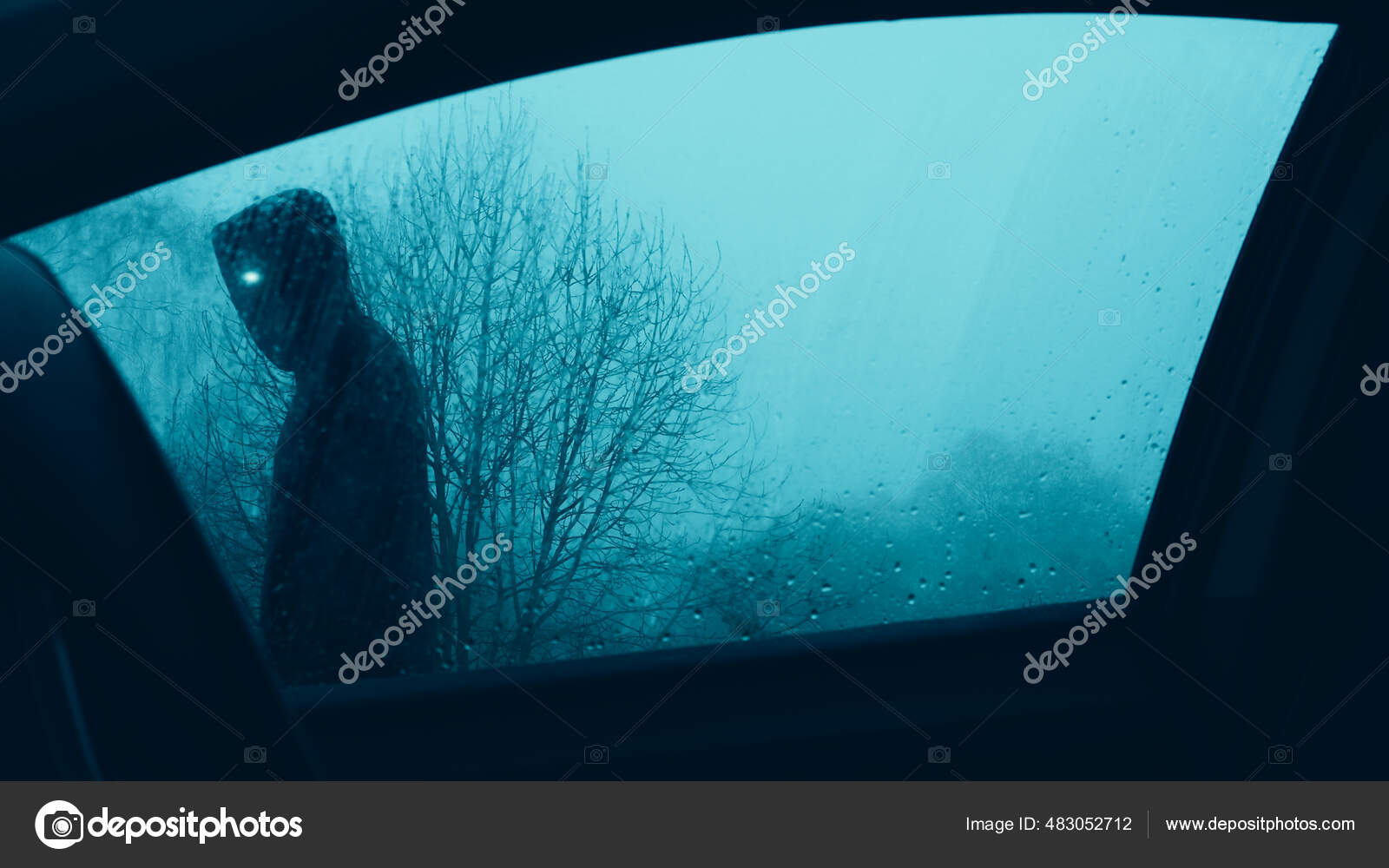 Horror Concept Looking Car Window Scary Supernatural Entity Glowing ...