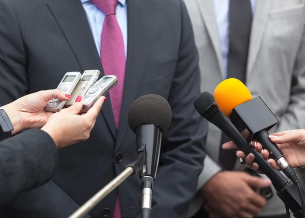 Business meeting conference journalism microphones Stock Photo by ...