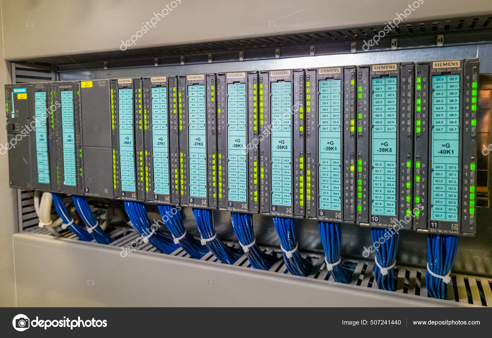 Plc Modules Row Electrical Cabinet Automation Control Industrial Plant ...