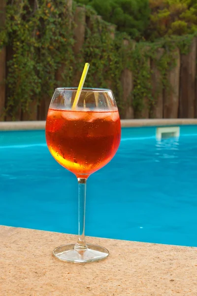 Cold summer drink by the pool. Party with refreshments by the pool ...