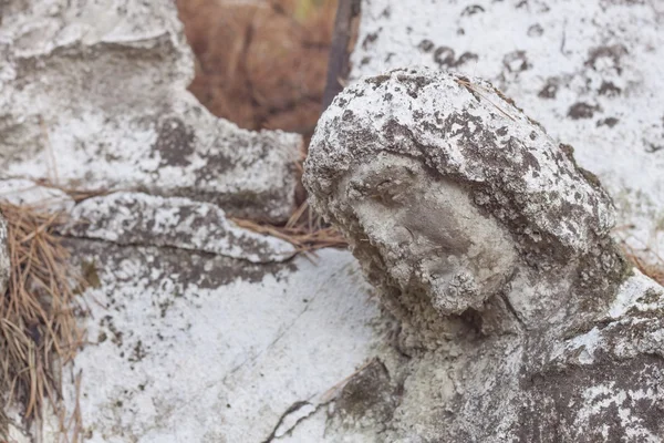 Detail of the face smashed historic statues. Torso of ancient statues ...
