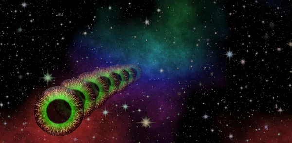 Mysterious view. Magic eye. Panoramic looking into deep space. Dark ...