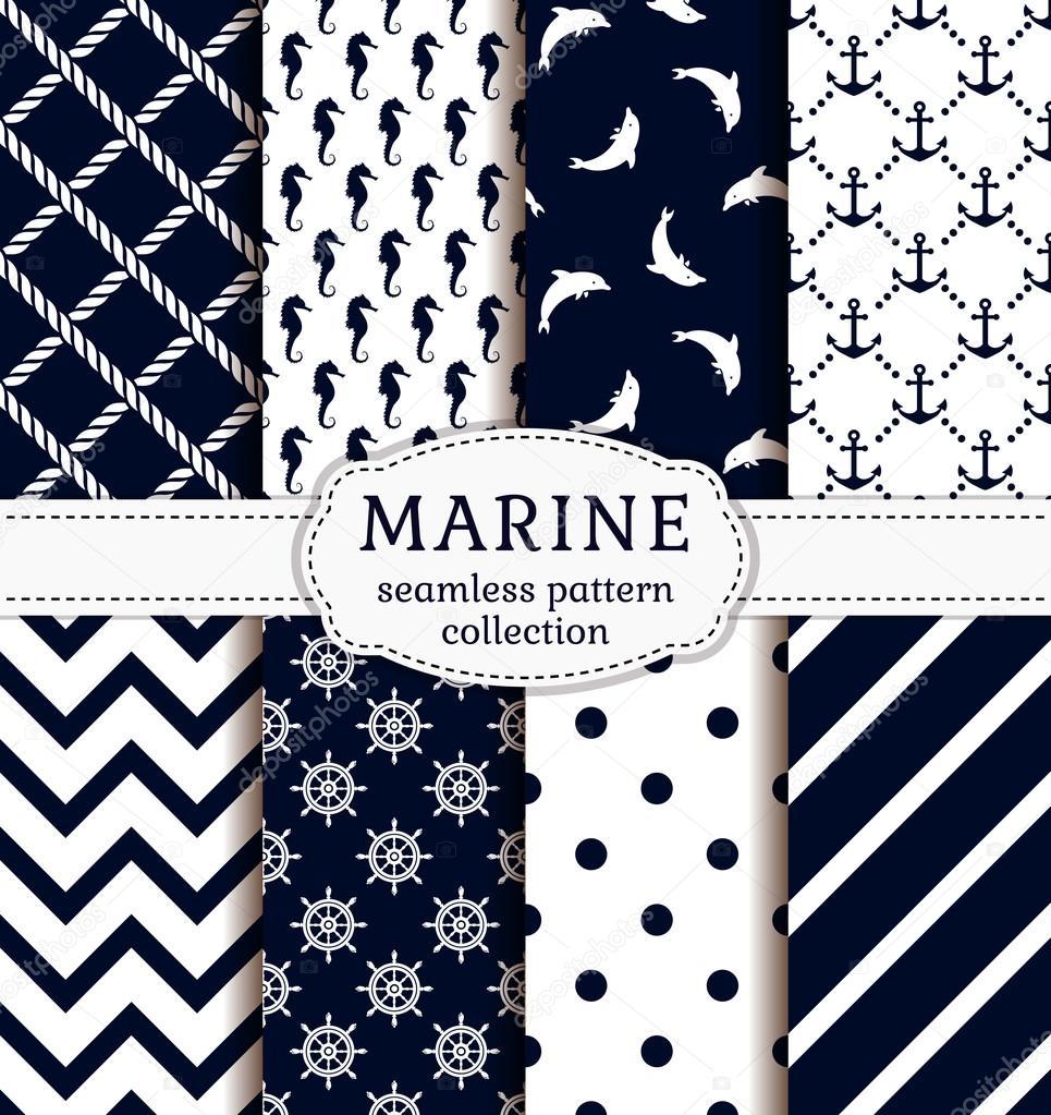 Sea and nautical patterns set. Stock Vector by ©Rainledy 73538131