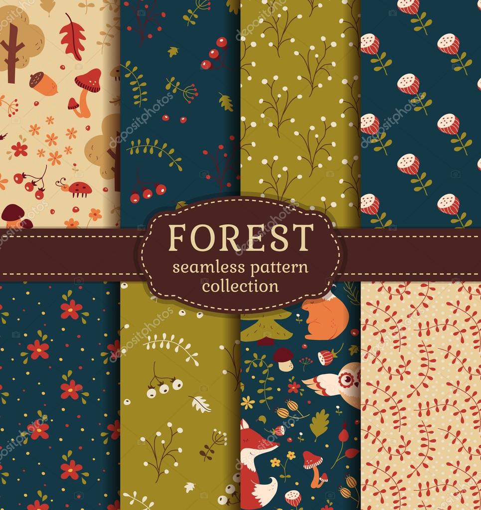 Forest seamless patterns Stock Vector Image by ©Rainledy #97943094