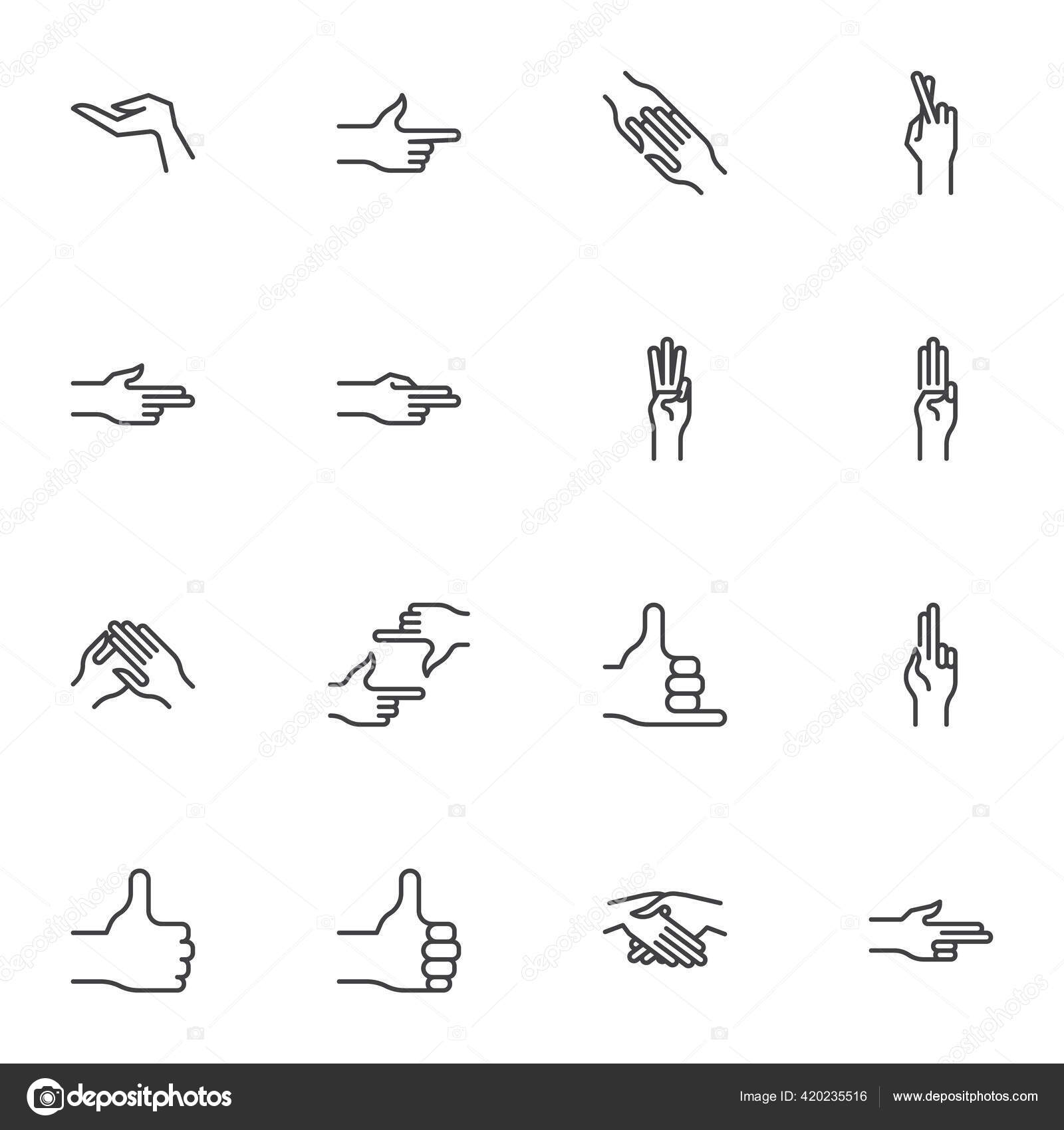 Hand gestures line icons set Stock Vector by ©avicons 420235516 Hand gestures line icons set Stock Vector by ©avicons 420235516