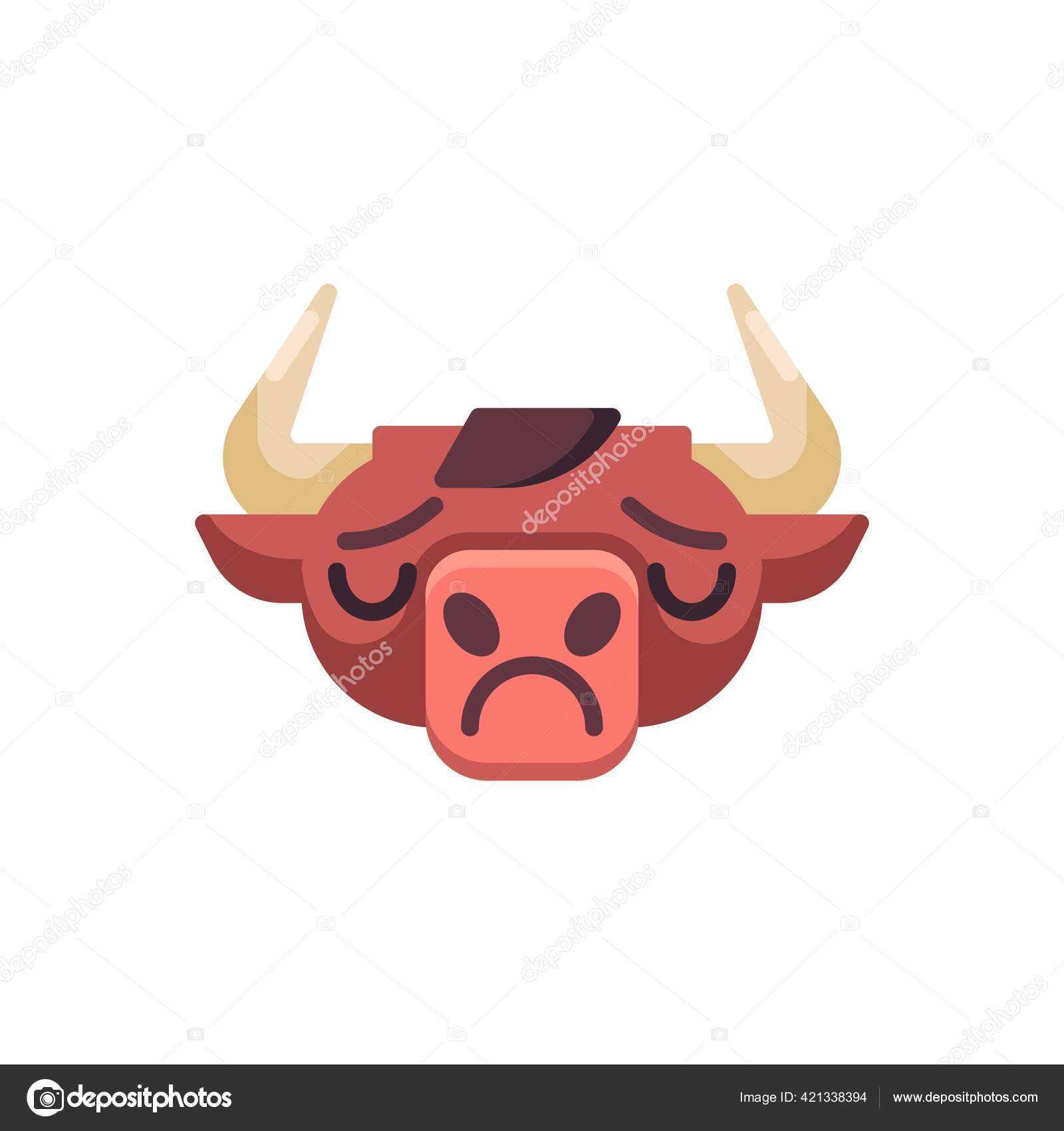 Toro triste emoji icono plano Vector de stock por ©avicons 421338394