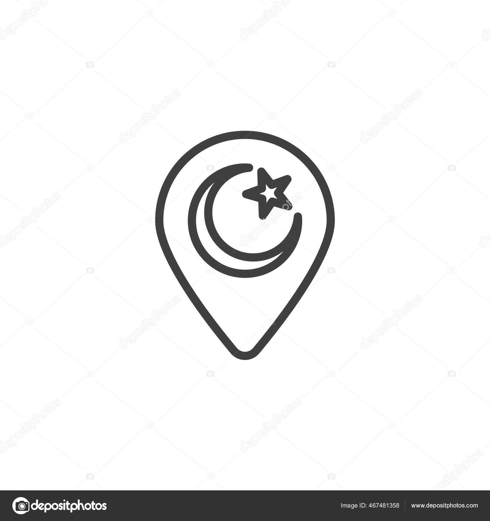 Mosque map pointer line icon Stock Vector Image by ©avicons #467481358