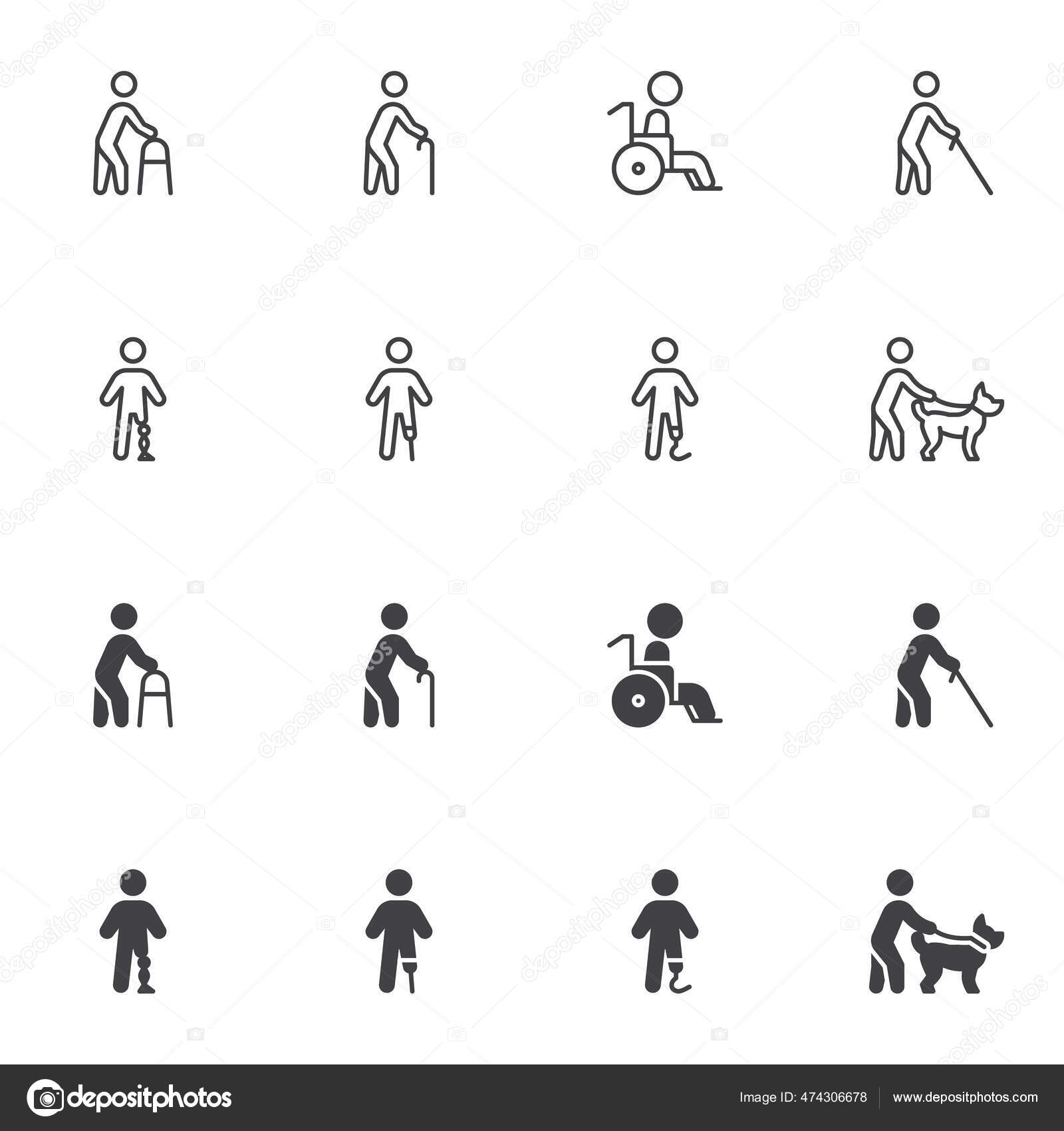 Disabled people icon set Stock Vector by ©avicons 474306678 Disabled people icon set Stock Vector by ©avicons 474306678