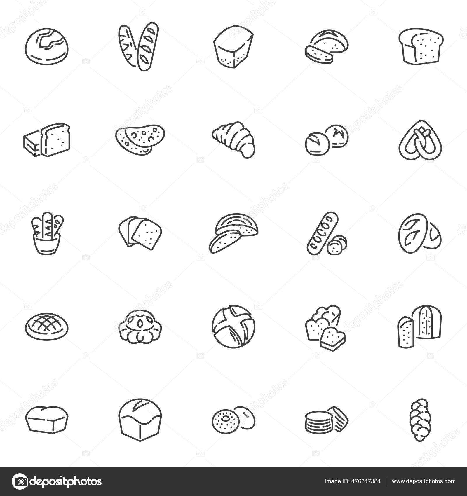 Types of bread line icons set Stock Vector Image by ©avicons #476347384