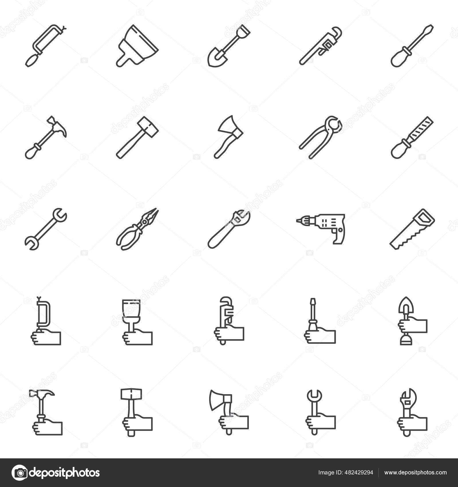 Work tool line icons set Stock Vector by ©avicons 482429294