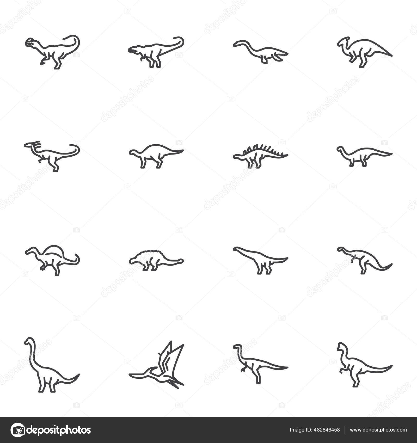 Dinosaurs line icons set Stock Vector by ©avicons 482846458
