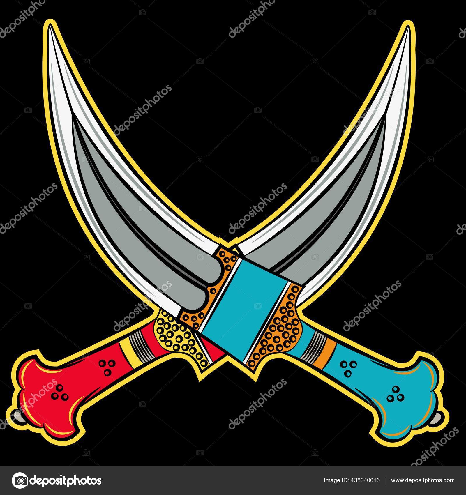 Illustration Vector Old School Dagger Tattoo Bones Background Stock ...