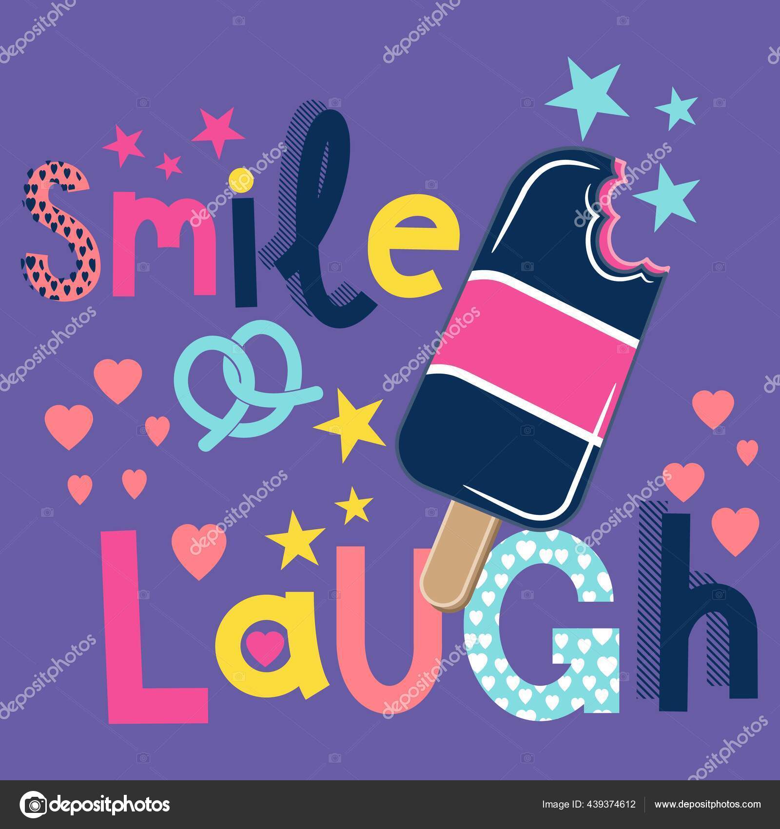 Illustration Vector Cute Ice Cream Text Background Graphic Fashion ...