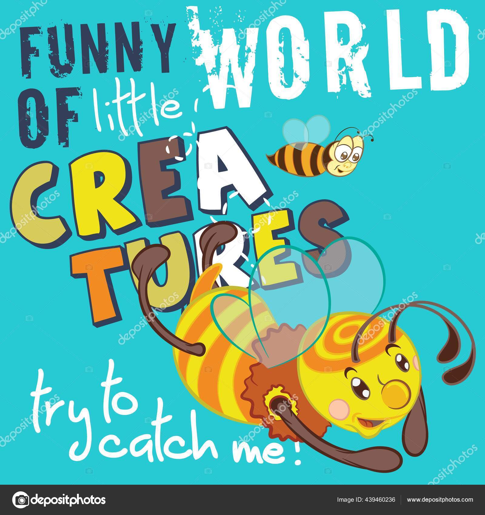 Illustration Vector Cute Bee Heart Text Background Stock Vector Image ...