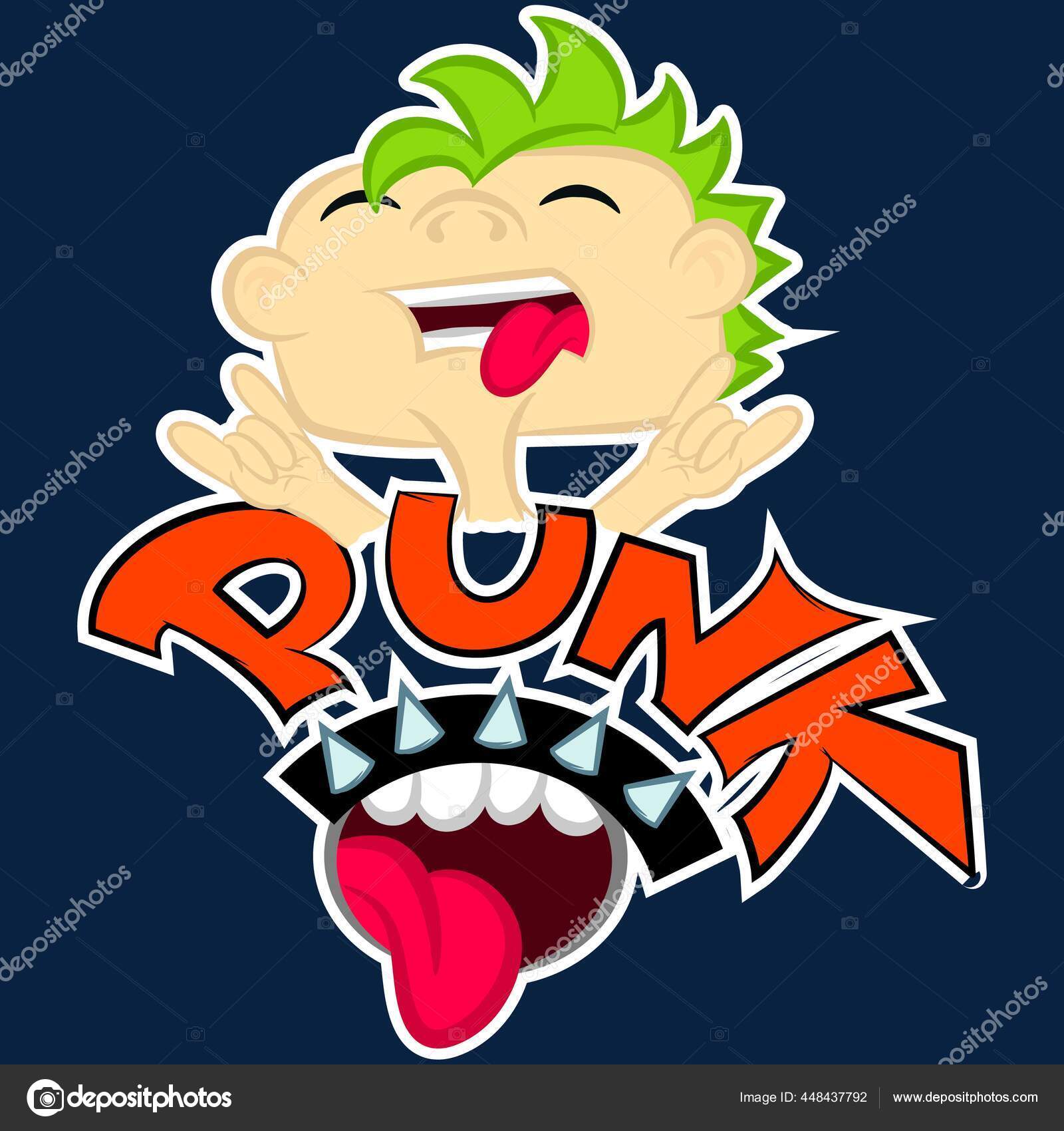 Illustration Vector Cool Punk Cartoon Text Background Fashion Design ...