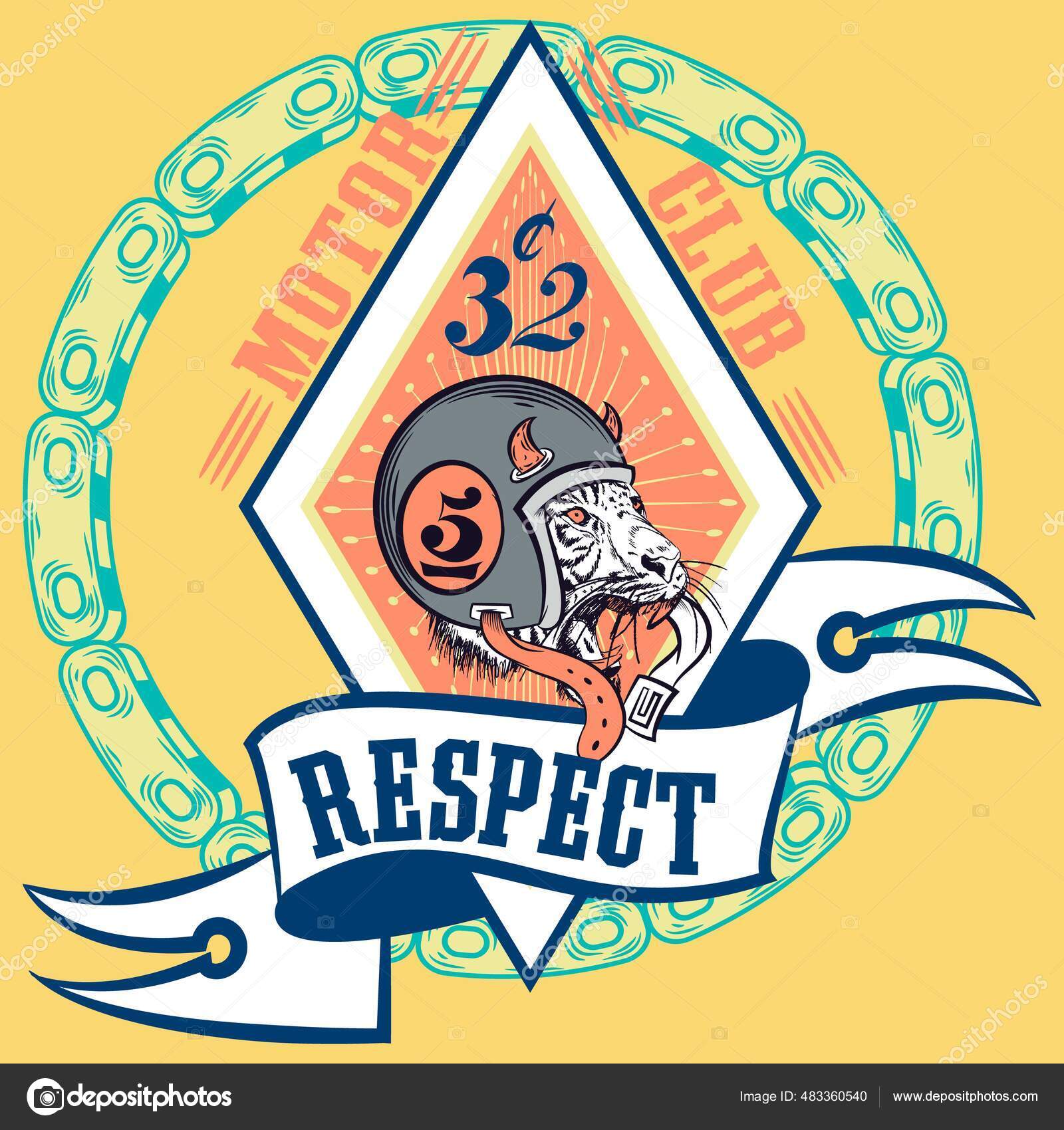 Tiger Helmet Text Respect Motorcycle Style Chains Background Stock ...