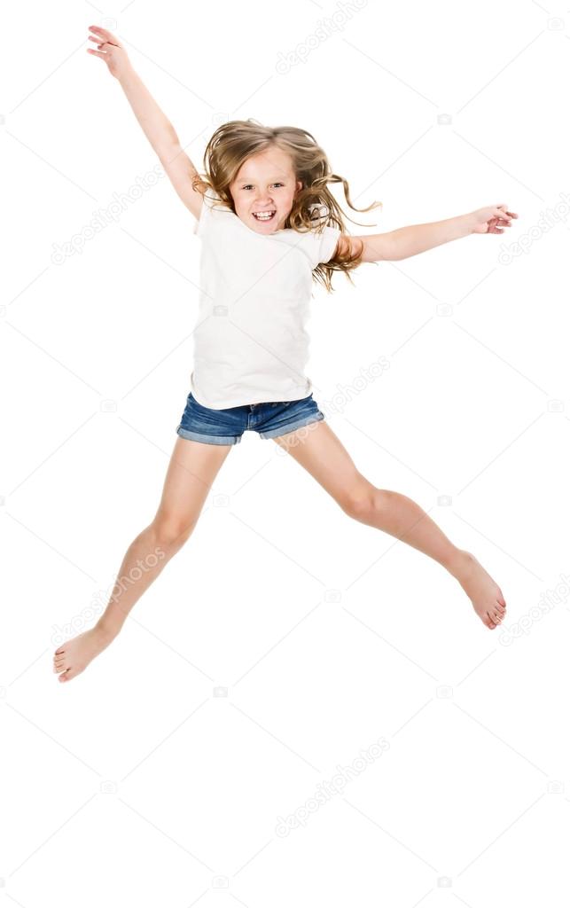 Little girl jumping — Stock Photo © Valengilda #52437745