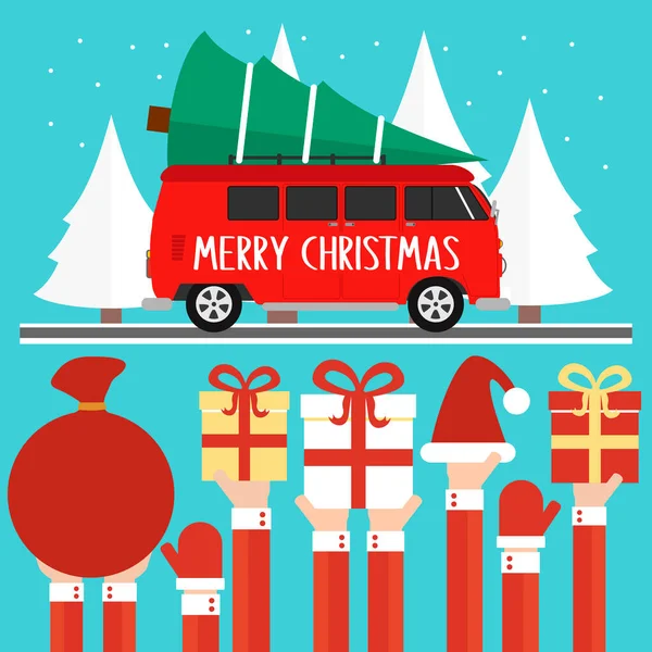 Merry christmas bus, Royalty-free Merry christmas bus Vector Images ...
