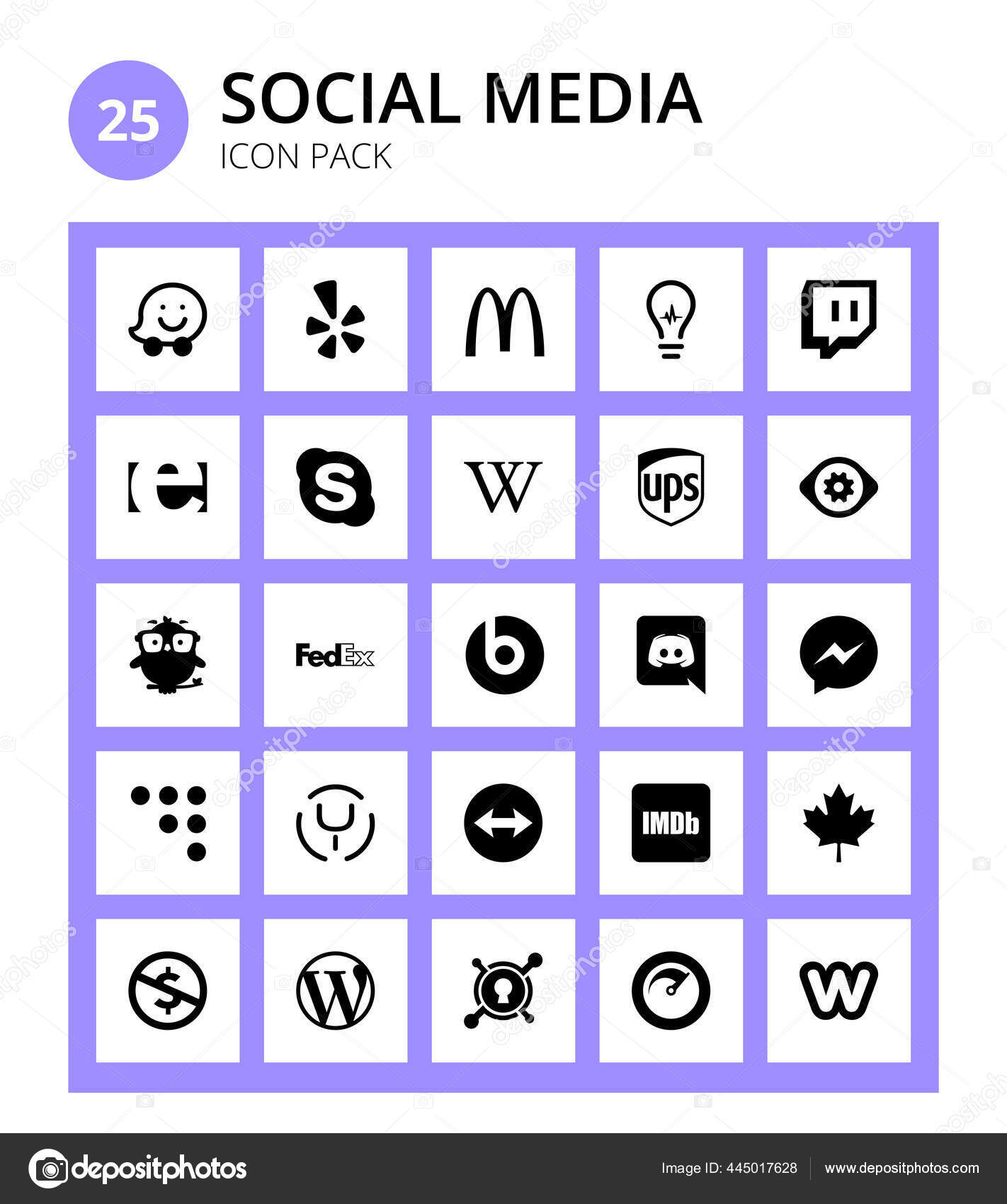 Set Social Logo Coderwall Facebook Discord Fedex Editable Vector Design ...