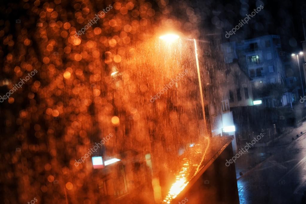 Street Lights At Night Rain