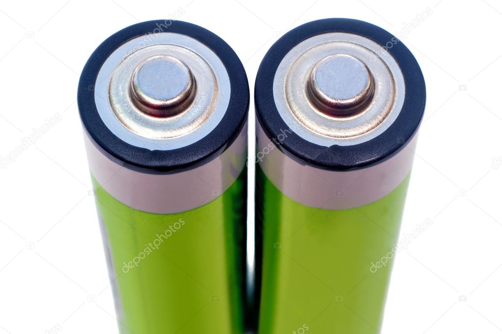Two electric batteries on a white background. Stock Photo by ...