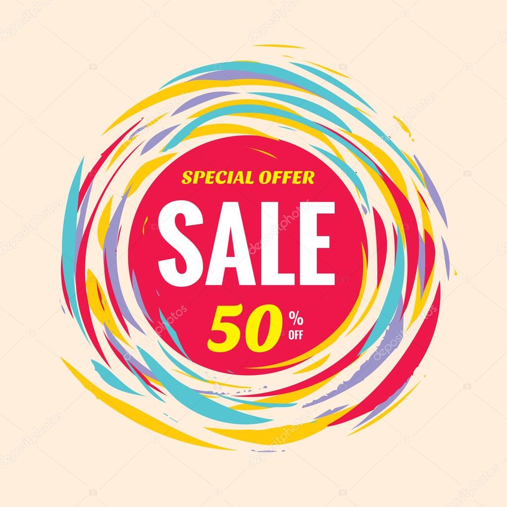 Sale discount 50% off creative vector banner. Special offer abstract ...