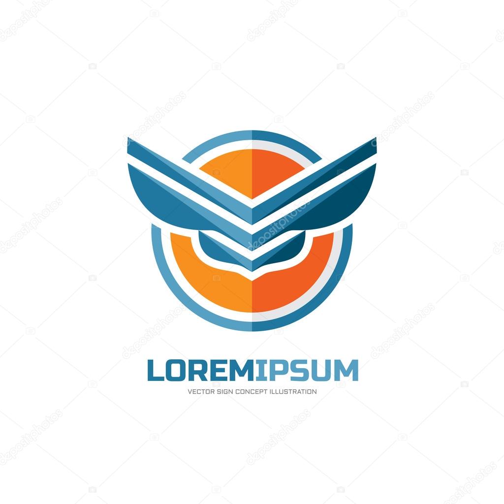 Vector logo concept illustration. Circle and wings sign. Vector logo ...