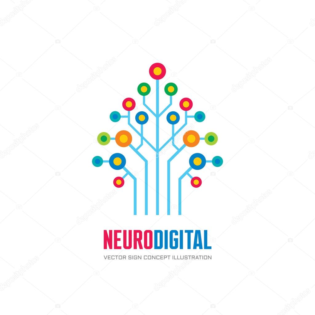 Neuro digital - ilustraci n del concepto de logotipo vectorial. Signo de logotipo del rbol de ...