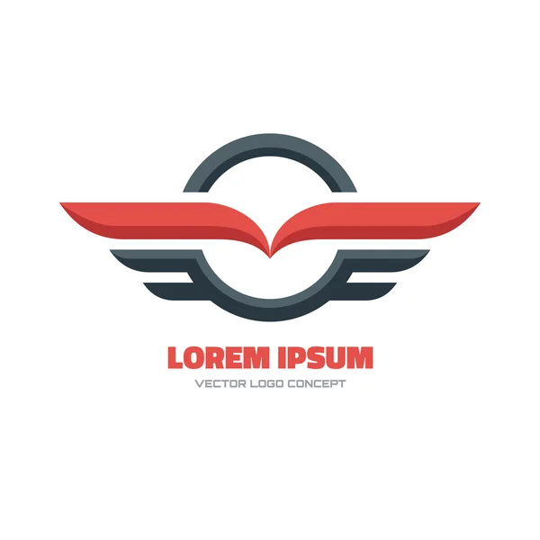 Vector logo concept illustration. Circle and wings sign. Vector logo ...