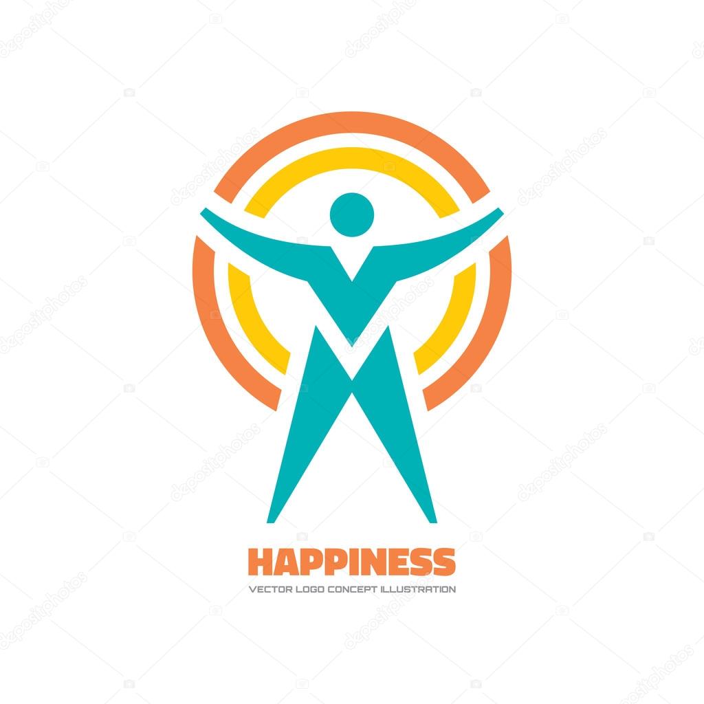 Happiness - vector logo concept illustration. Human character logo ...
