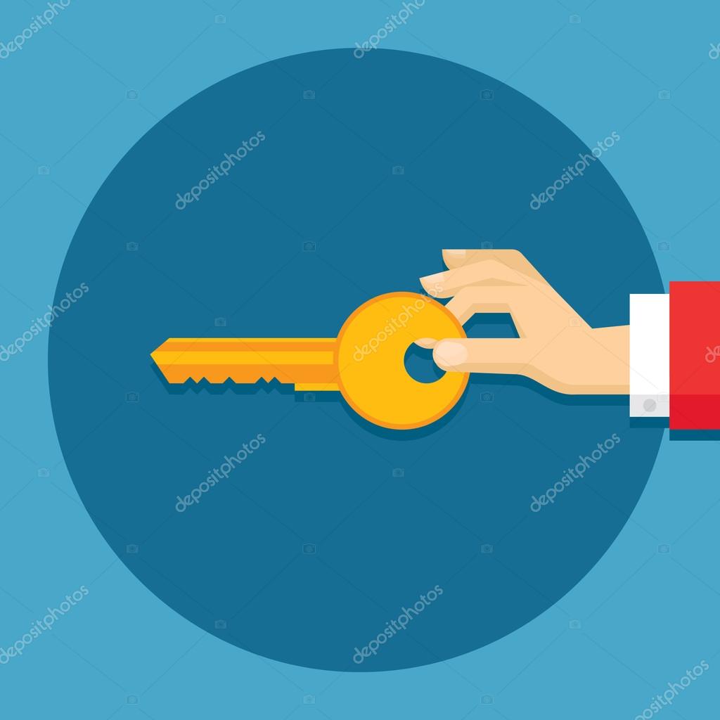 Mano humana con clave - ilustración vectorial creativa en diseño de ...