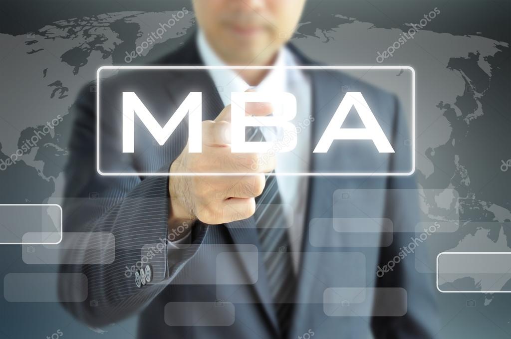 Hand pointing to MBA sign Stock Photo by ©kritchanut 64135779
