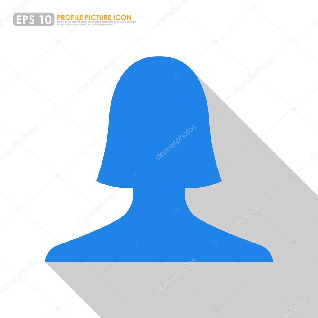 Blue female avatar profile picture with shadow on white background ...