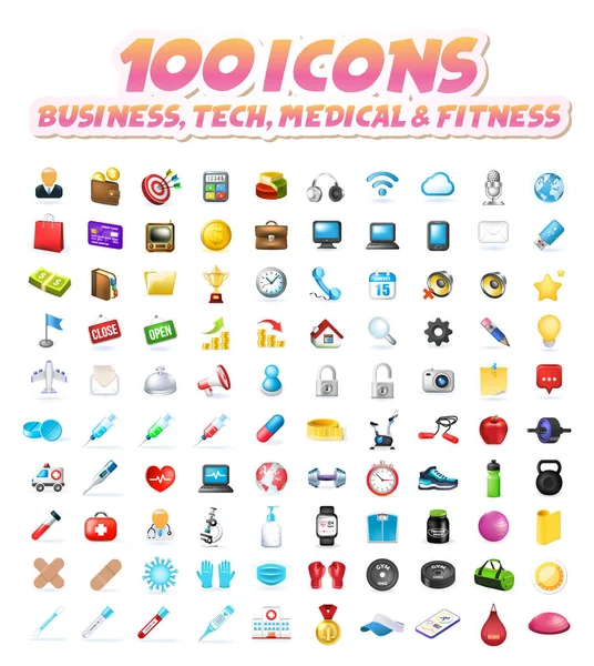 Set of 100 Cute Emoticons on White Background. Isolated Vector ...