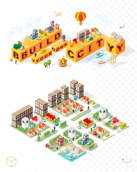 Set Isolated Isometric City Maps Elements Shadows White Background ...