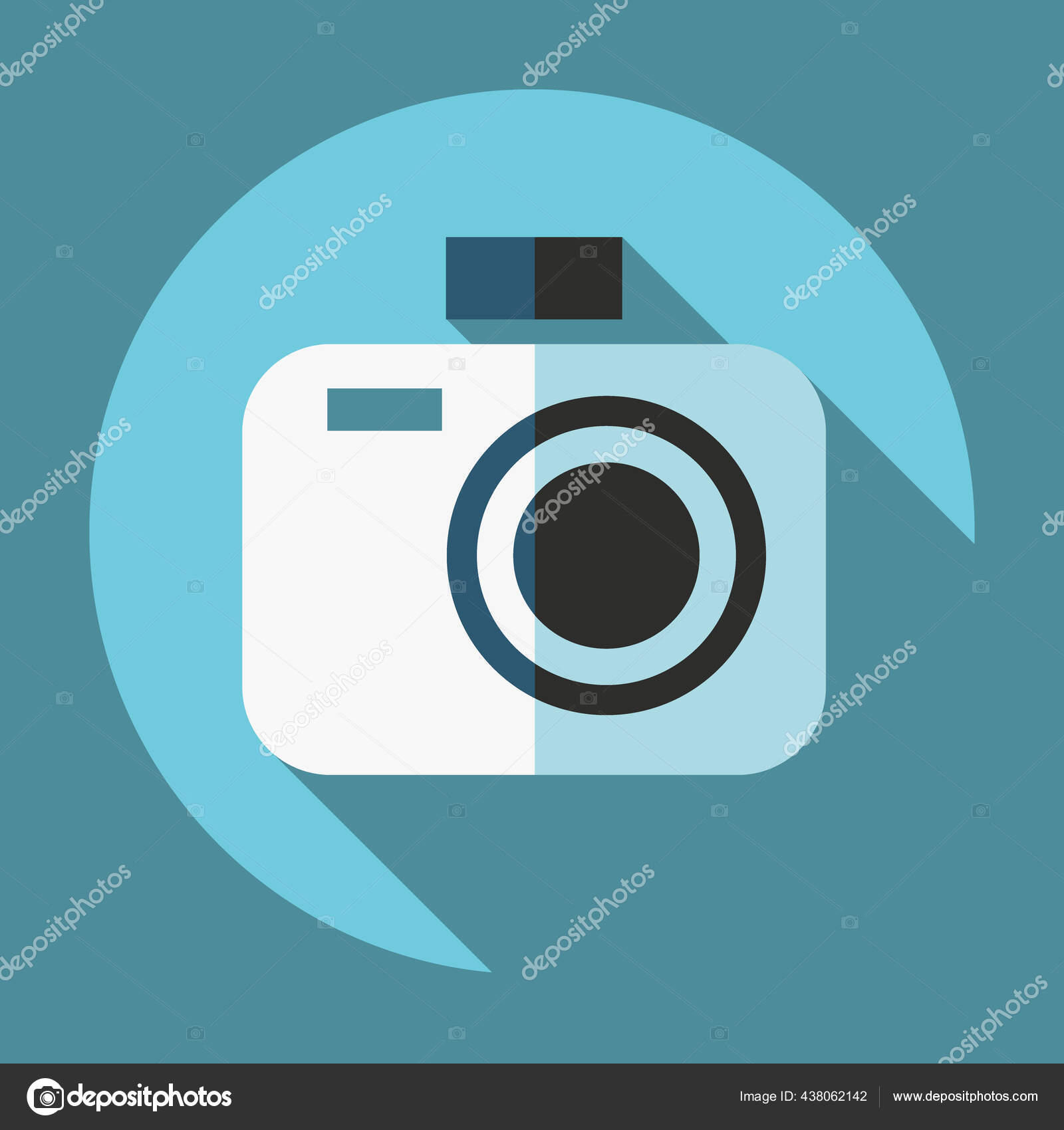 Flat Camera Icon Shadows Blue Circular Button Stock Vector Image by ...