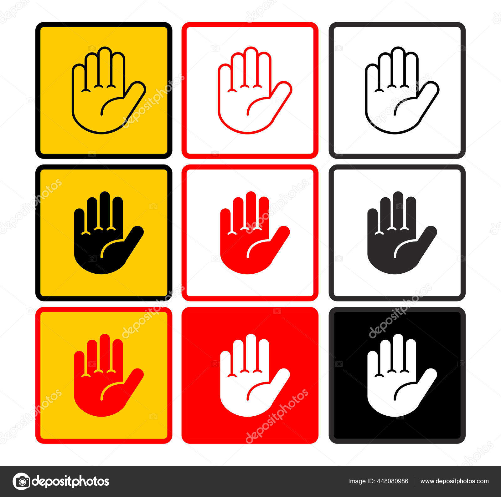 Entry Hand Sign Stop Sign Palm Hand Vector Set Stock Vector by ©Virtis ...