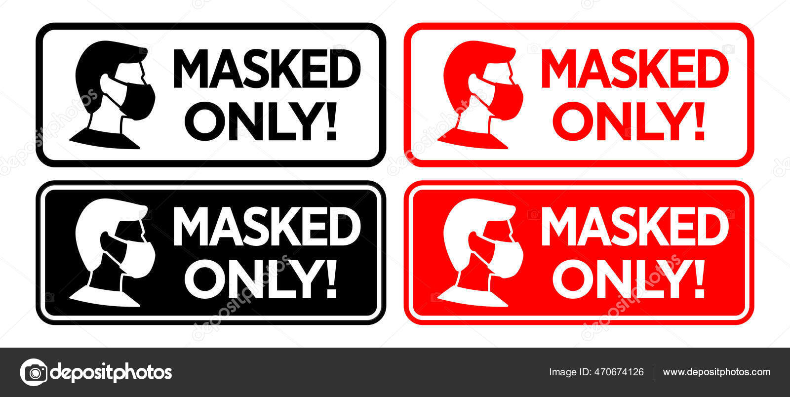 Door Sign Masked Only Profile Man Protective Face Mask Entrance Stock ...
