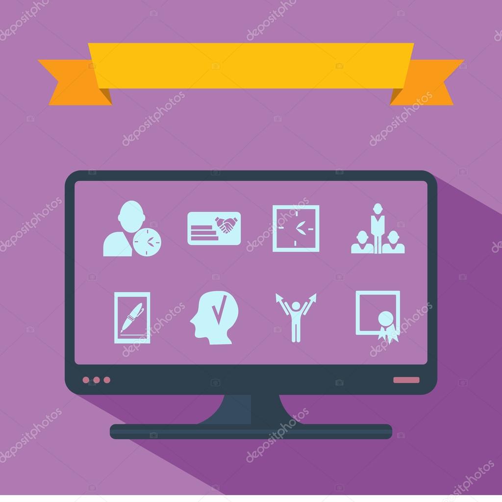 Assembly in flat style icons the theme business Stock Vector Image by ...