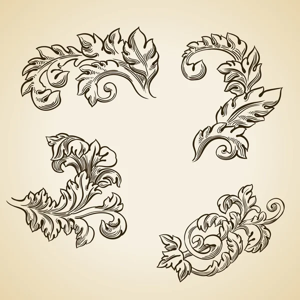 Baroque engraving floral scroll set Stock Vector Image by ©Tueris #70782089