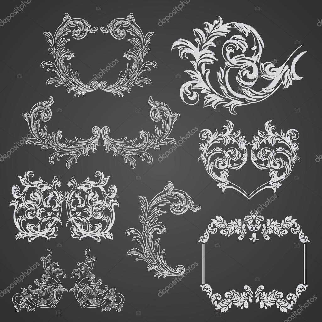 Baroque engraving floral design Stock Vector by ©Tueris 70785935