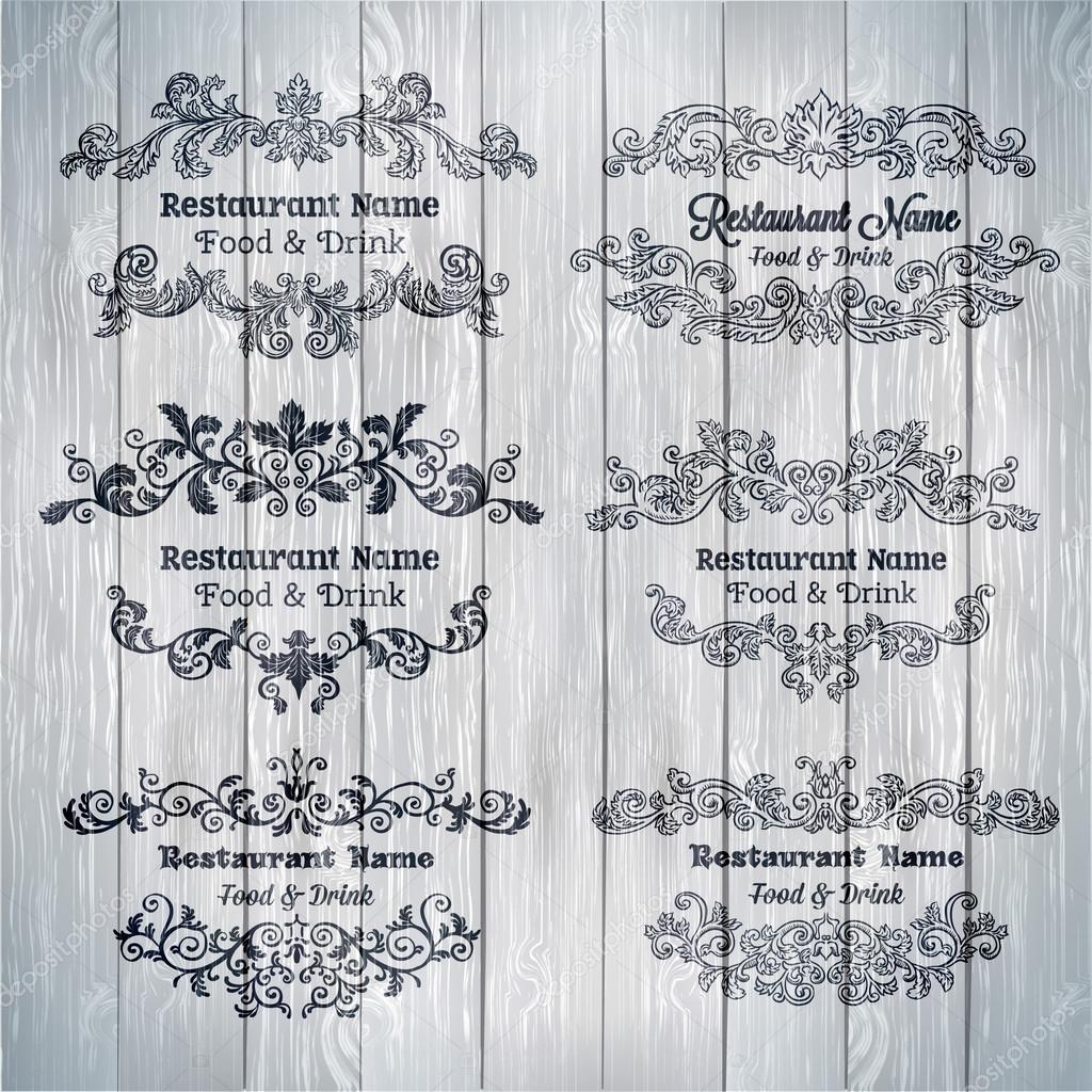 Labels for restaurant menu on wood texture Stock Vector by ©Tueris 70786661