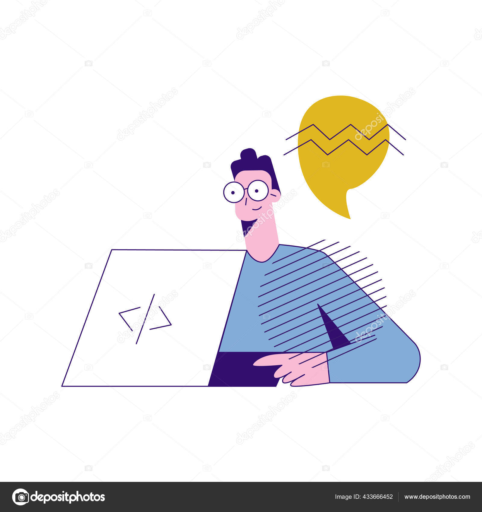 Male programmer coder at work Flat vector illustration isolated on ...