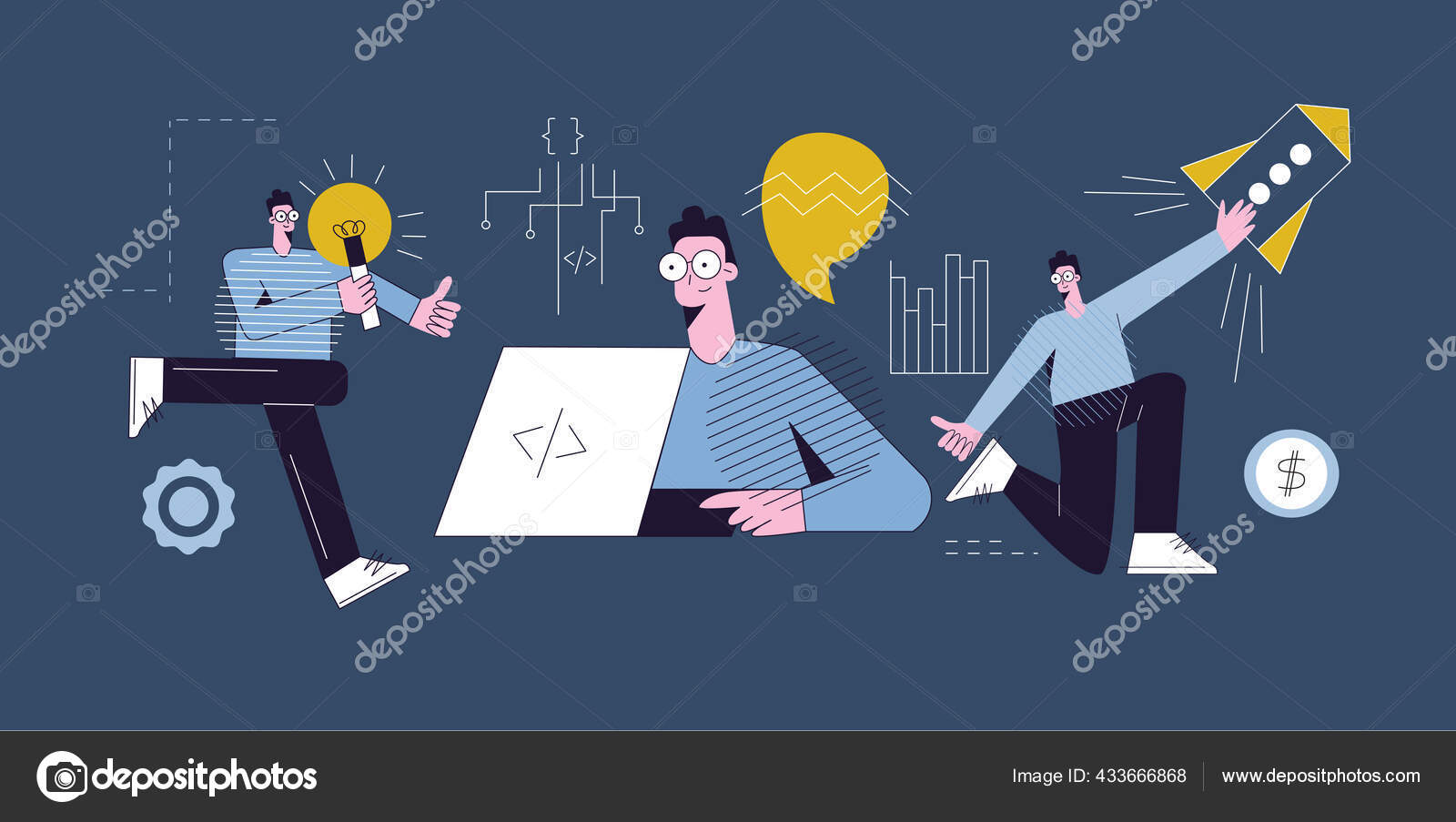 Teamwork concept Idea programming coding testing launching Software ...