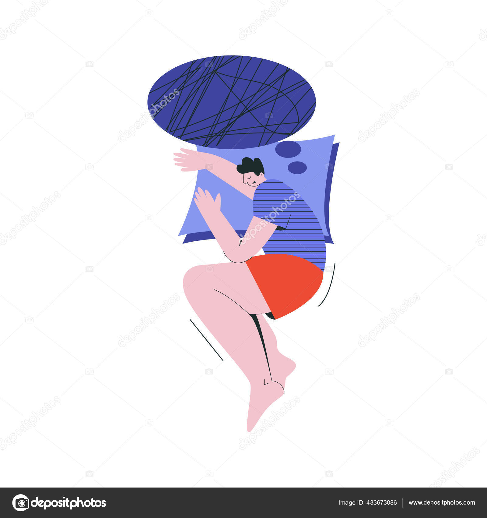 Bad night sleep discomfort insomnia nightmire disturbed Man awake in ...