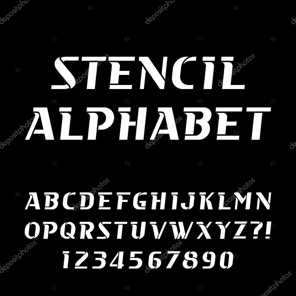 Stencil alphabet vector font. Stock Vector Image by ©Epifantsev #107120642