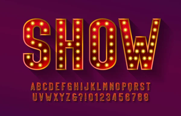 Show Time Alphabet Font Letters Numbers Light Bulbs Shadows Vector ...