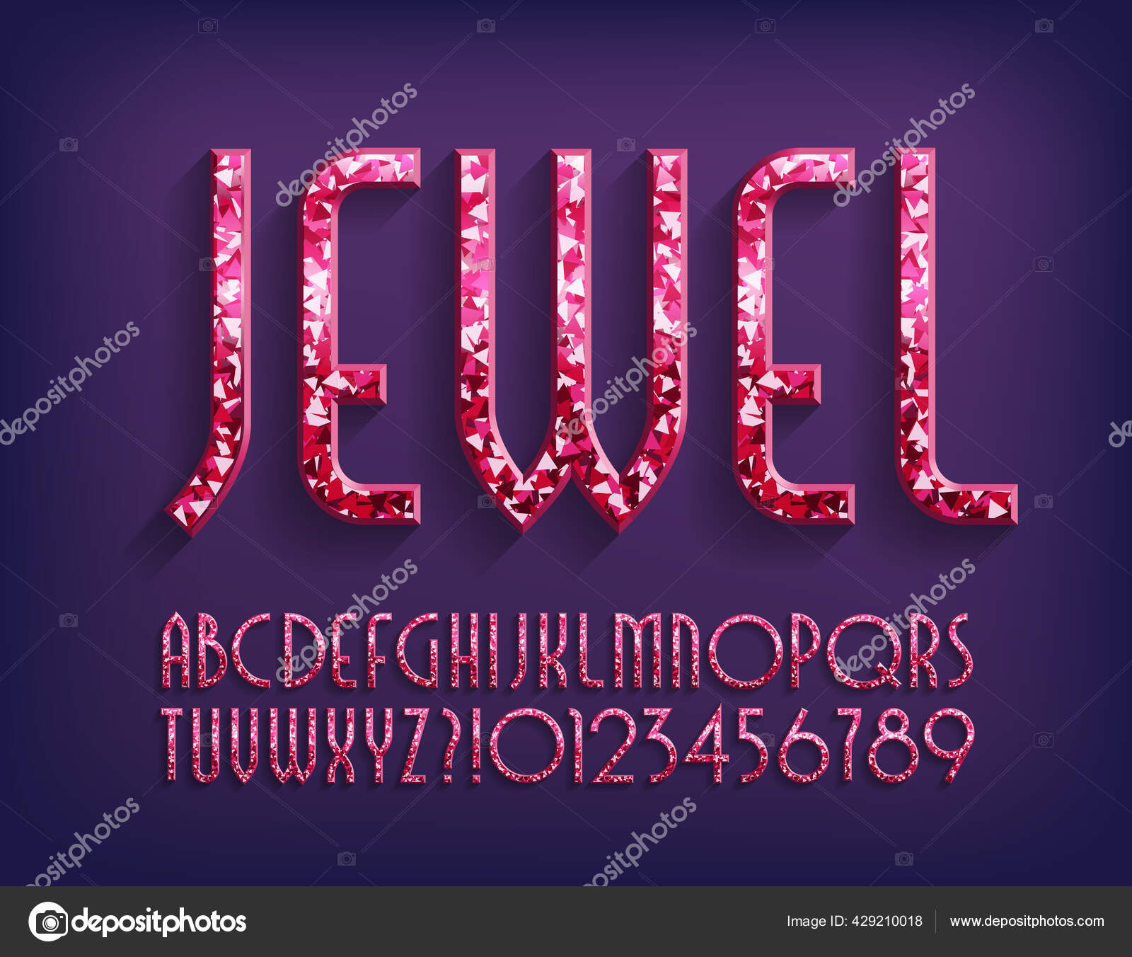 Jewel Alphabet Fuente Letras Números Rubí Tipografía Vector Stock Para ...
